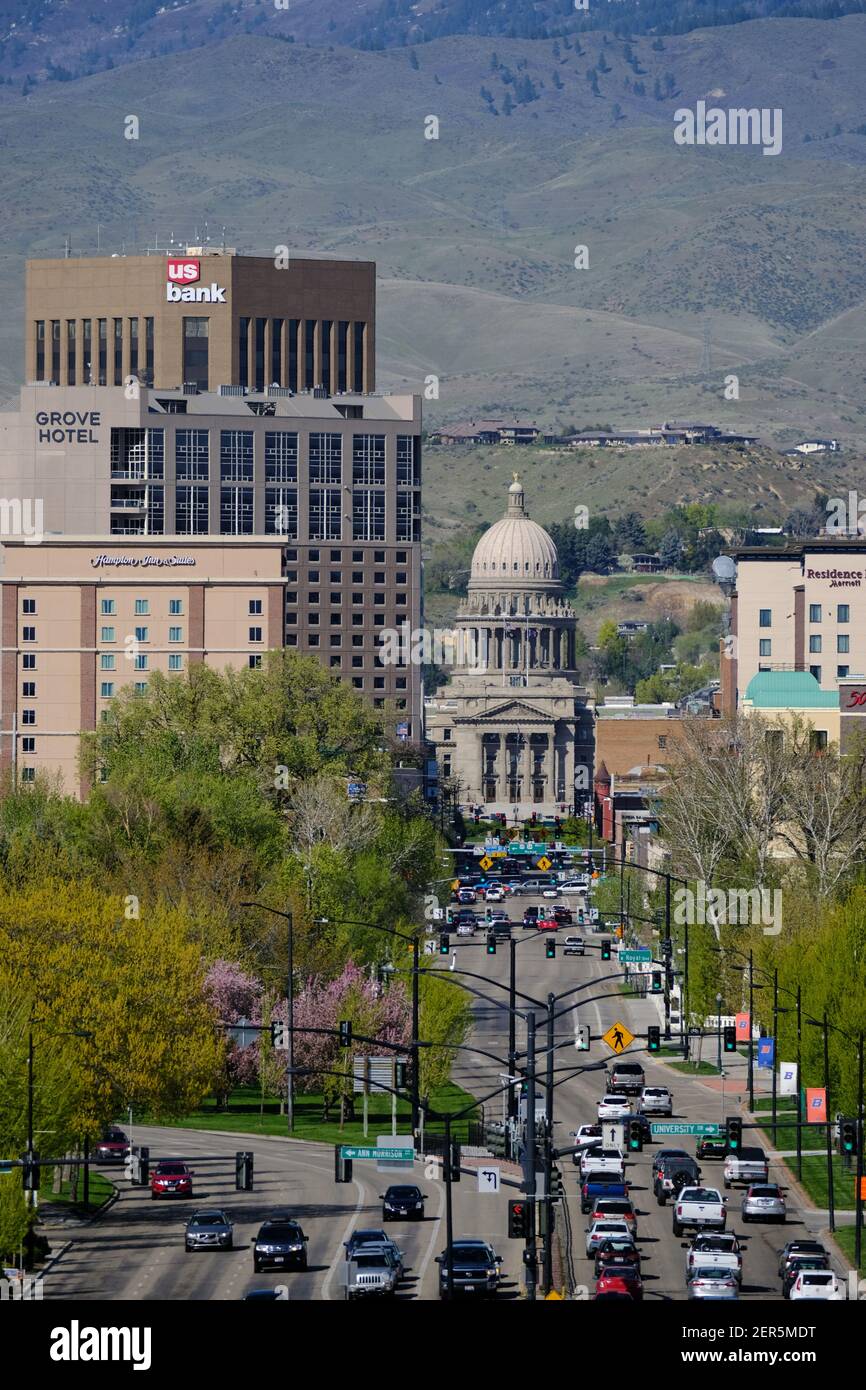 A view over Boise, Idaho, the City of Trees on April 23, 2018 ...