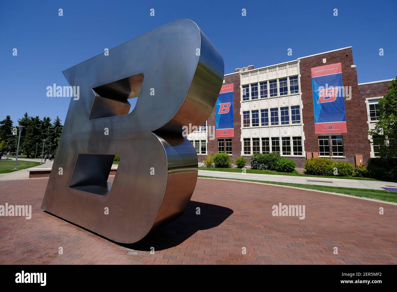 The giant steel "B" sculpture on the Boise State University campus, in ...