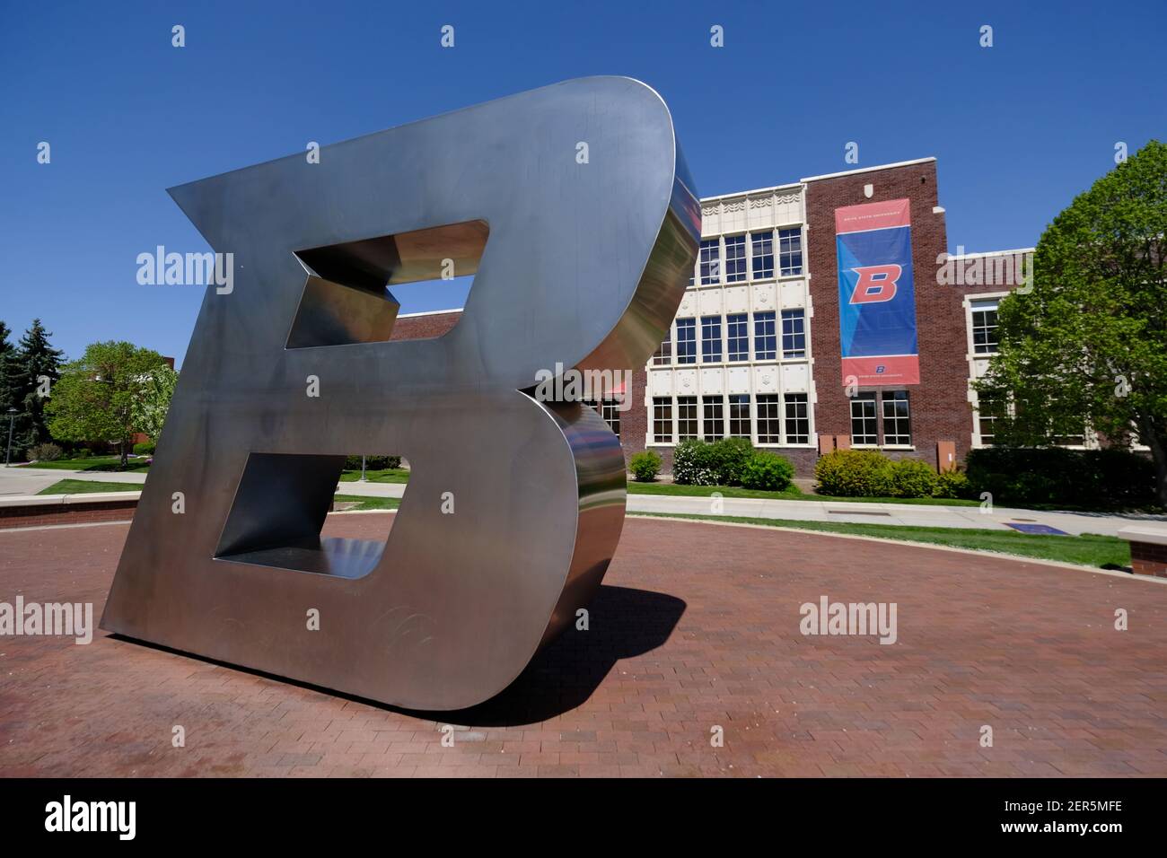 The giant steel "B" sculpture on the Boise State University campus, in ...