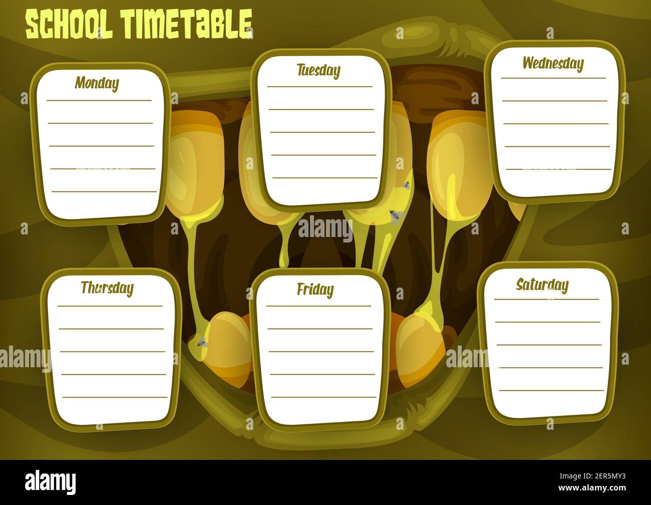 School timetable vector template of student education schedule with ...