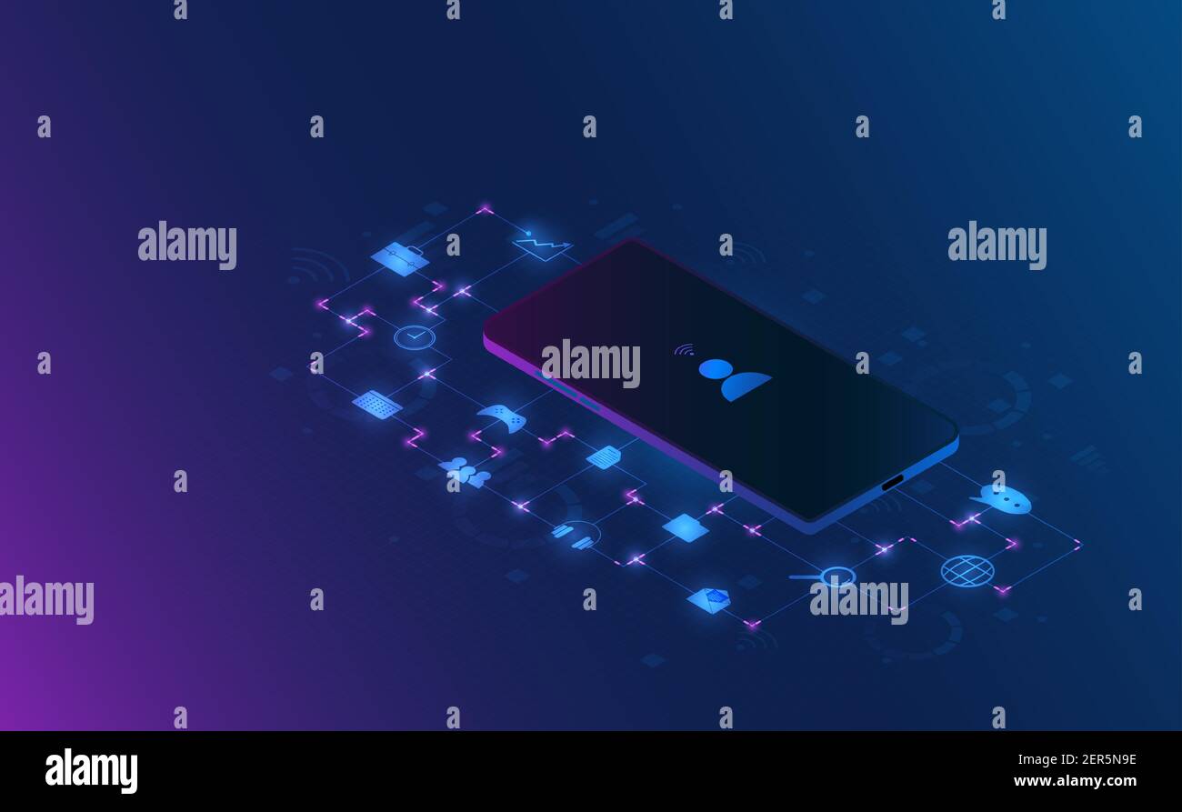 Isometric smartphone personal information. Futuristic concept.vector ...