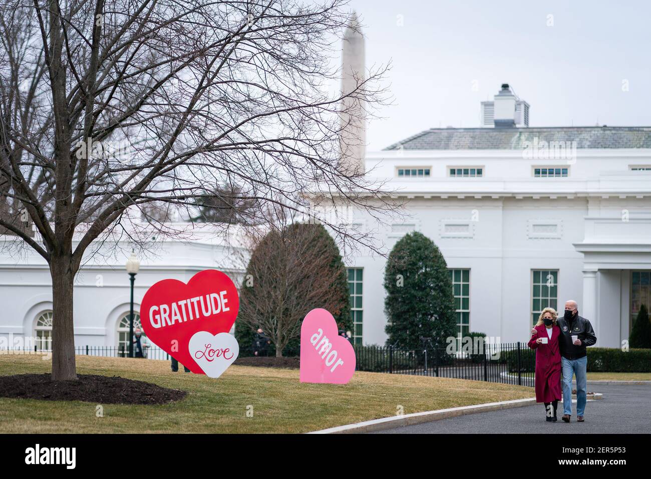 President Joe Biden and First Lady Jill Biden look at the Valentine’s ...