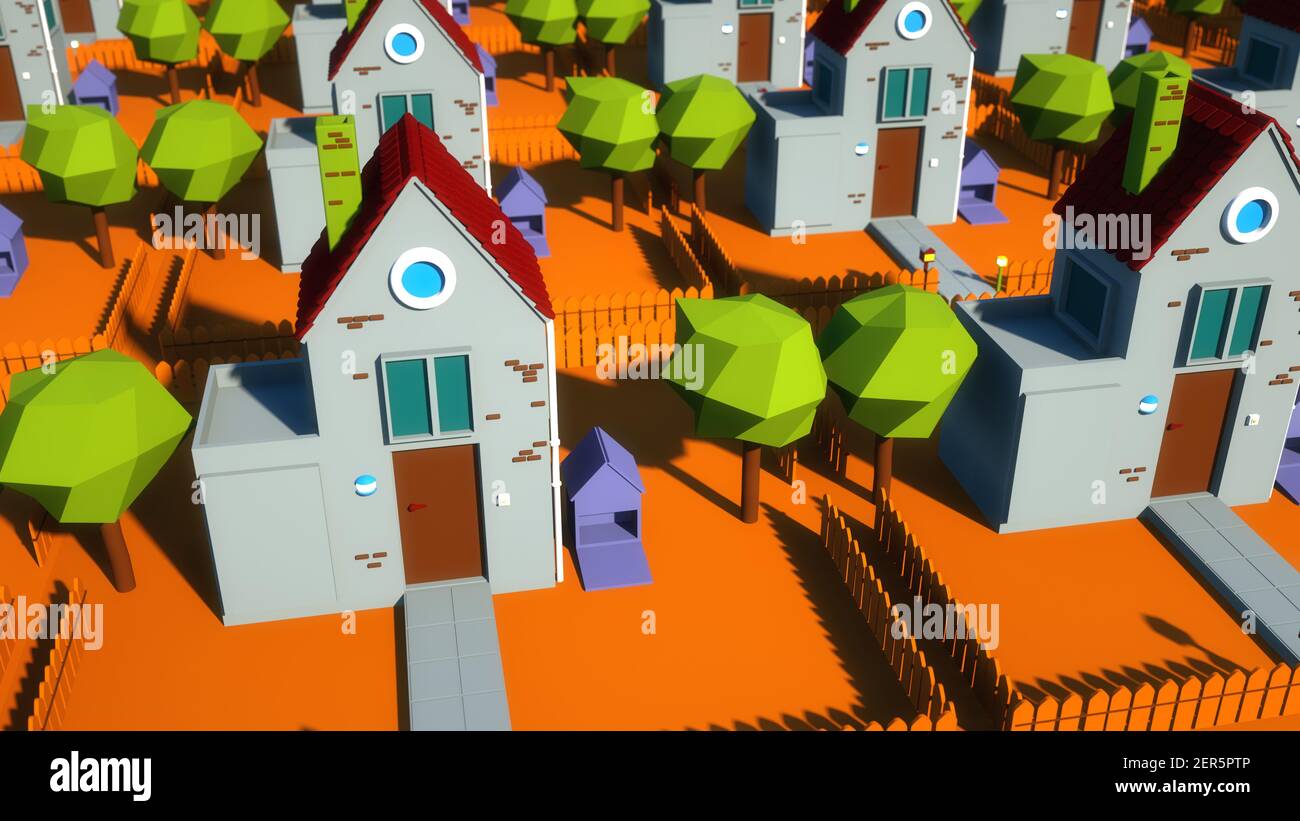 3d render. Mini home and neighborhood Stock Photo - Alamy