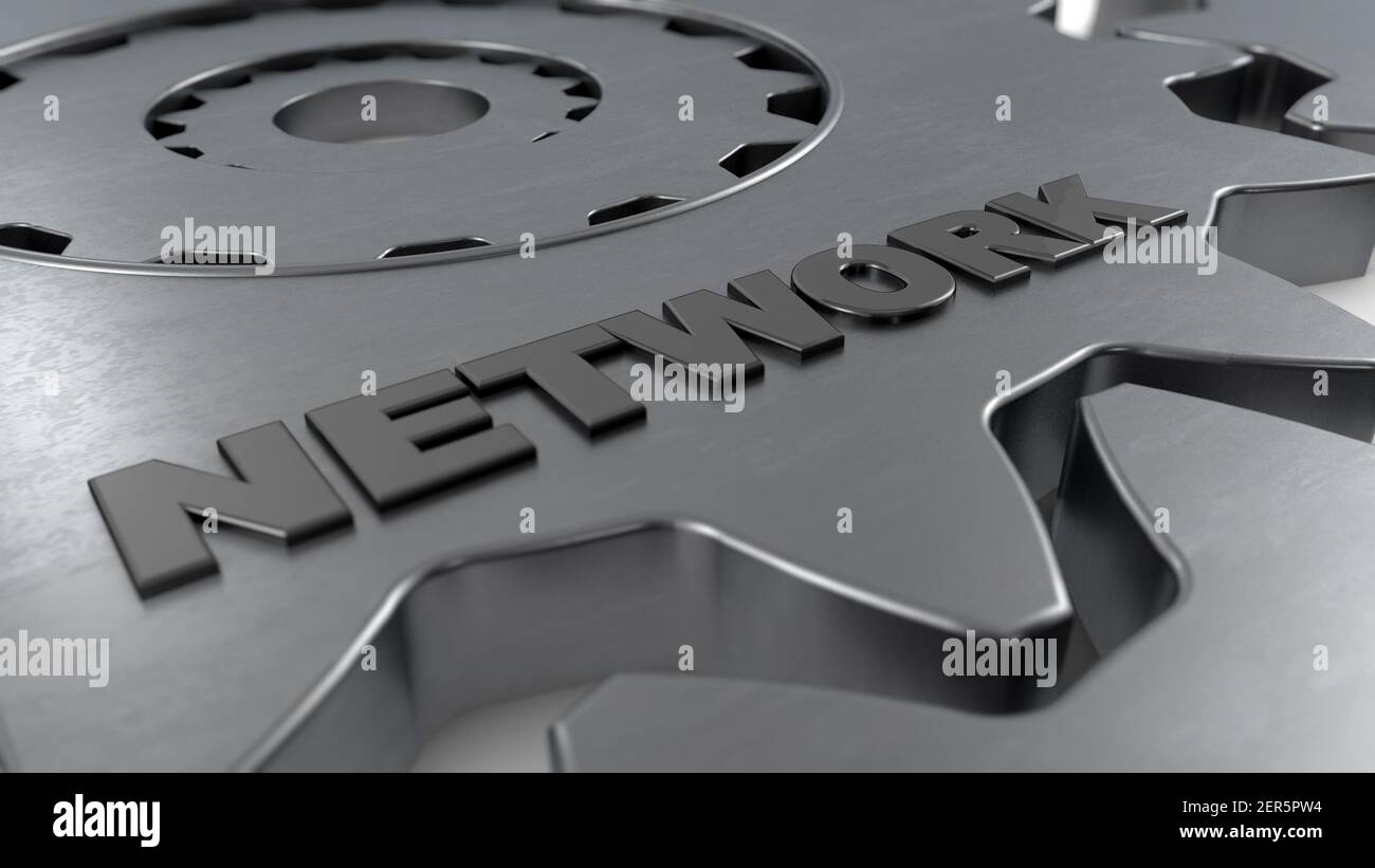3d render. 3d Connected Gears Stock Photo - Alamy