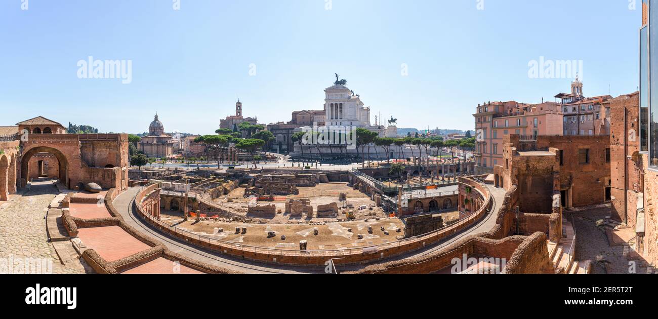 Circular courtyard of Trajan's Market, an ancient archeological site ...
