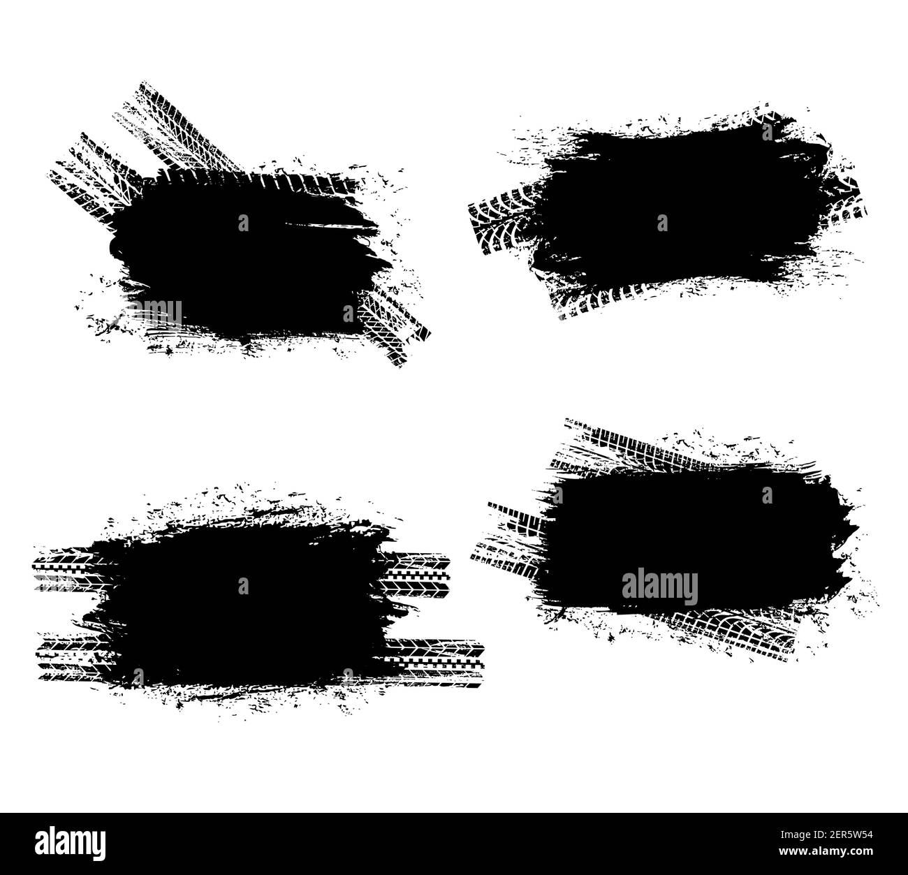 Tire prints black spots, car tyre tracks isolated grunge dirty vector ...