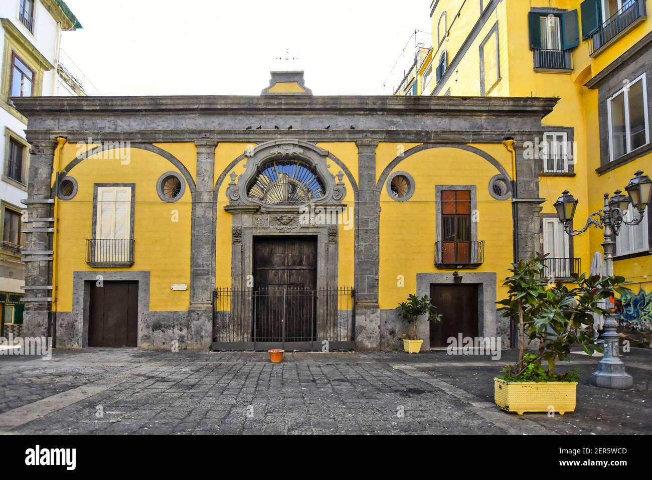 Ancient colorful buildings in the old town of Naples, Italy Stock Photo ...