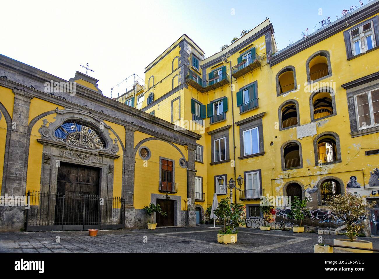 Ancient colorful buildings in the old town of Naples, Italy Stock Photo ...