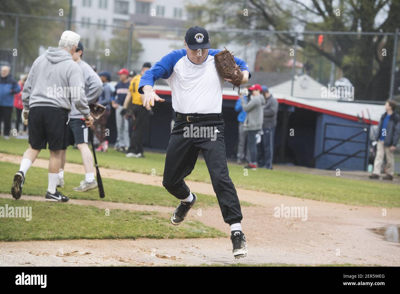 UNITED STATES - APRIL 25: Rep. Mo Brooks, R-Ala., jumps to avoid mud ...