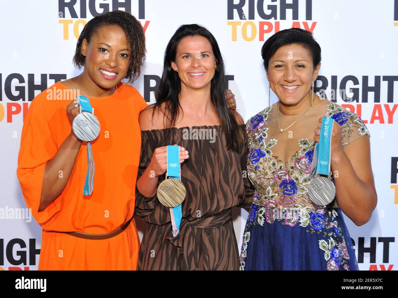 L-R: Olympic medalists Lauren Gibbs, Brittany Bowe and Elana Meyers ...