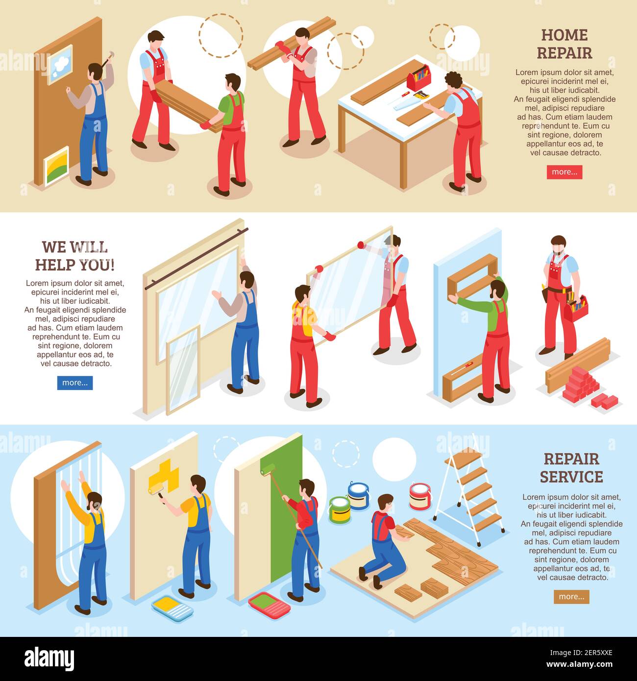 Home repair renovation interior remodeling company service 3 horizontal ...