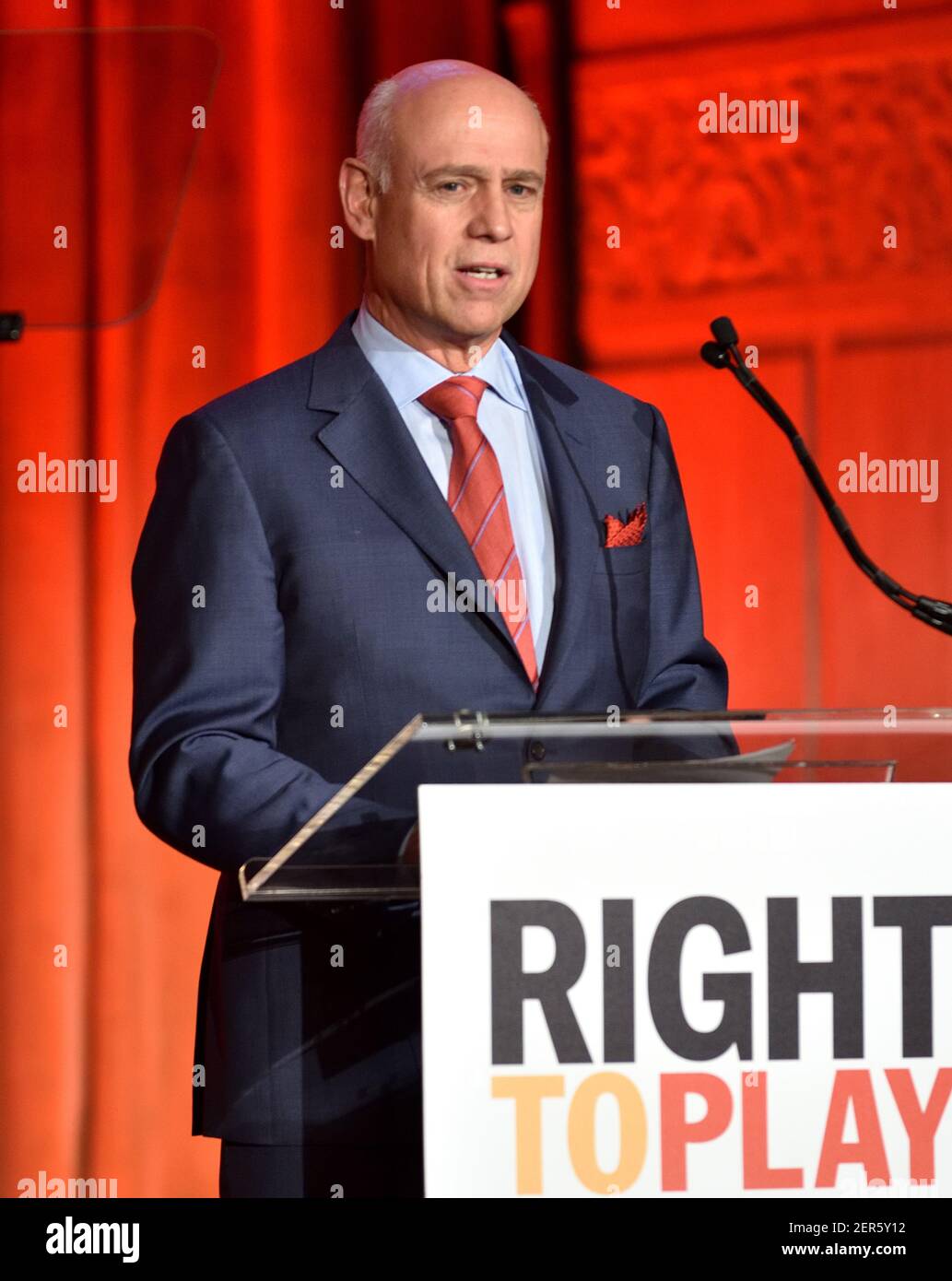 Right To Play USA chairman Mark Hantho speaks to the attendees at the ...