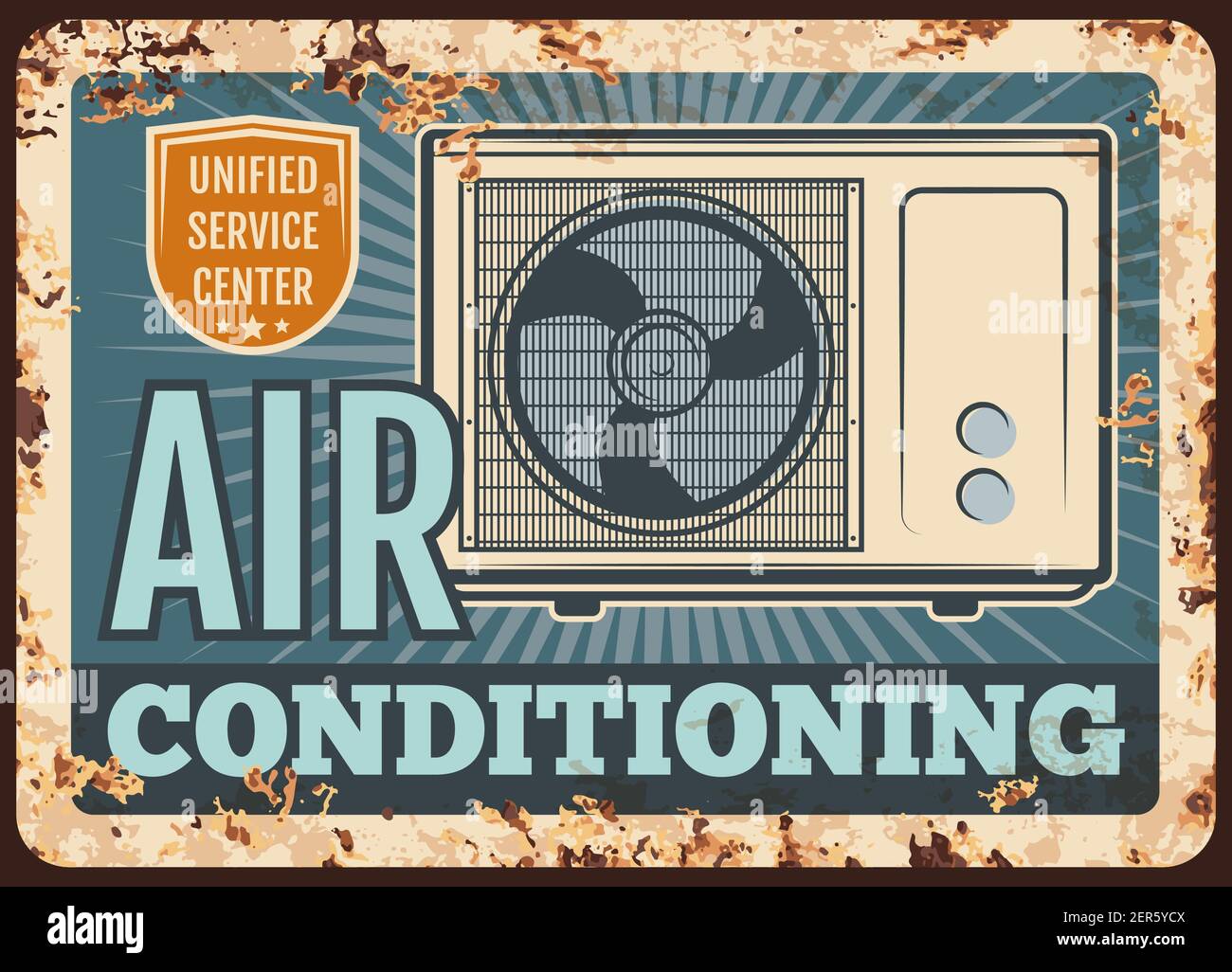 Air conditioner rusty metal plate, vector device for home conditioning ...