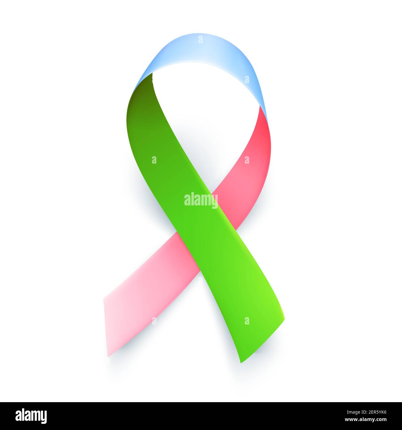 Symbol Of Rare Disease Realistic Pink Green Blue Ribbon Template