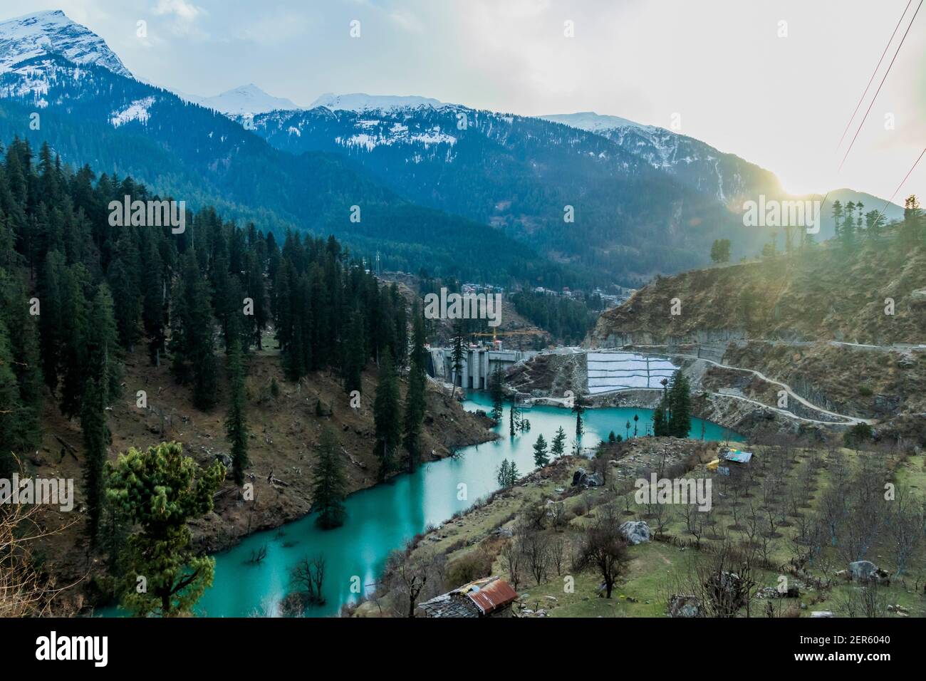 Parvati dam reservior in Barshaini Stock Photo - Alamy