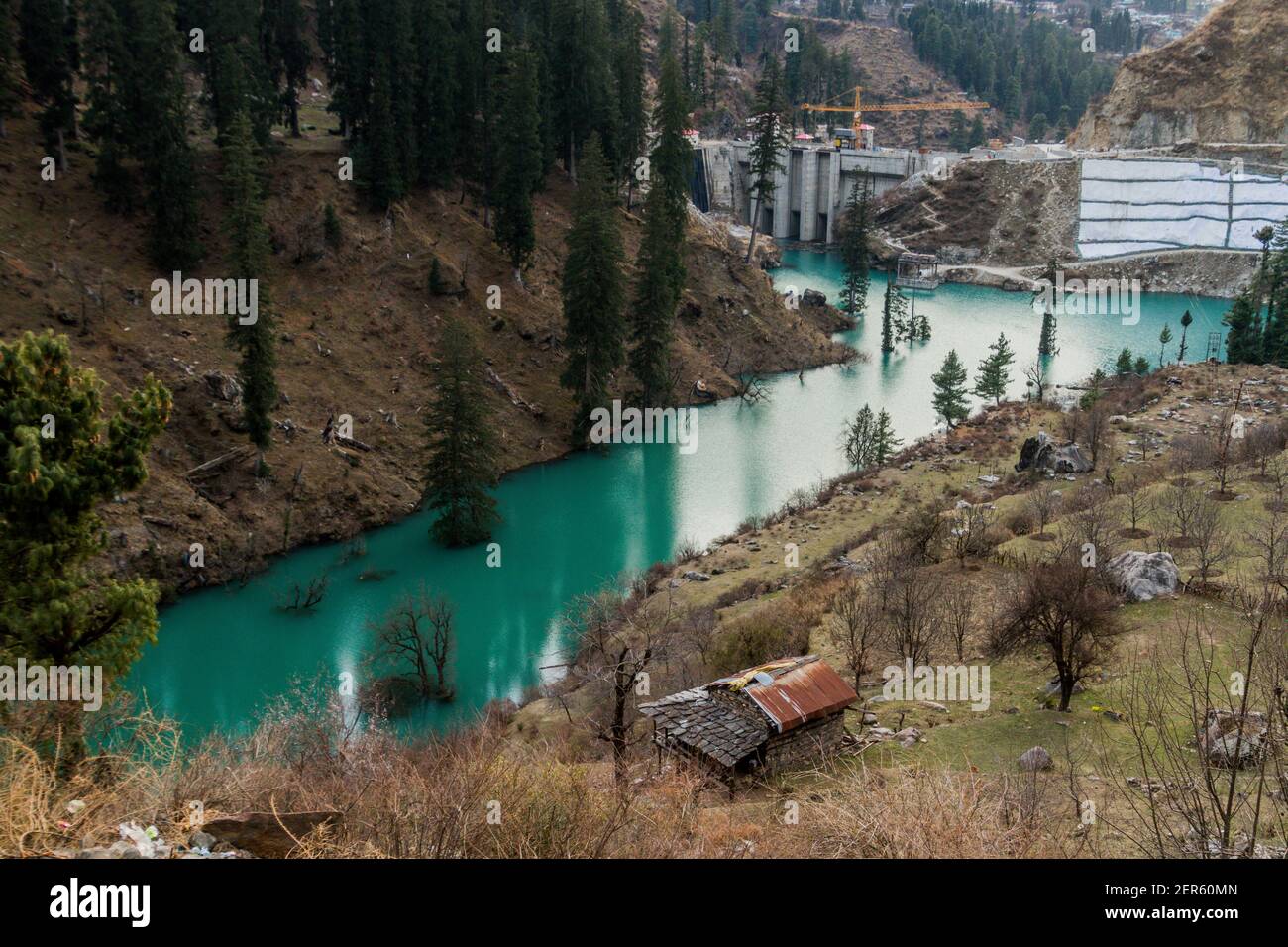 Parvati dam reservior in Barshaini Stock Photo - Alamy