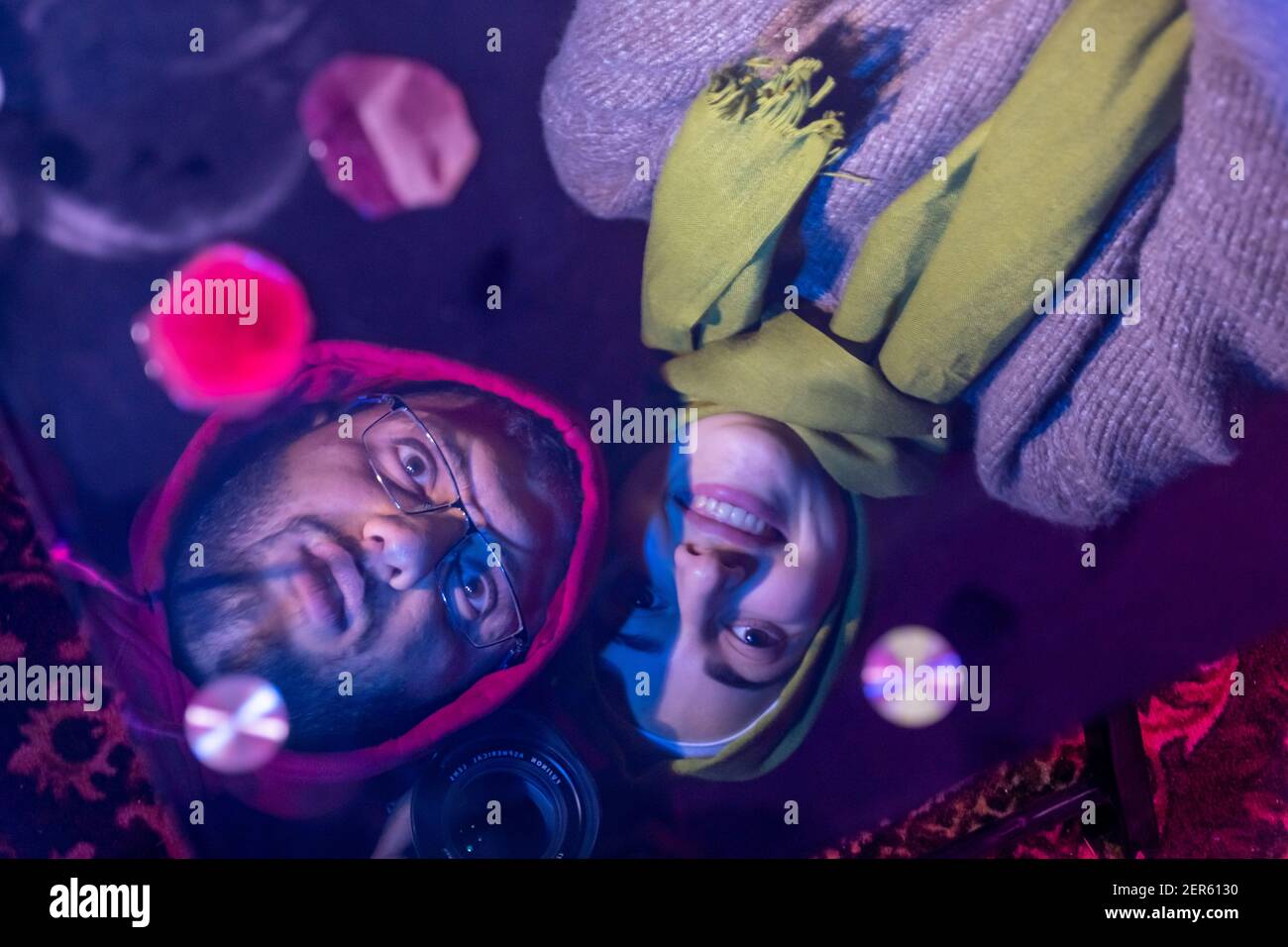 arabic muslim brothers with their reflection on the mirror Stock Photo ...