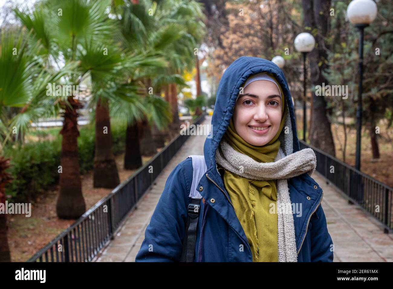Muslim arabic girl enjoying her time at university Stock Photo - Alamy