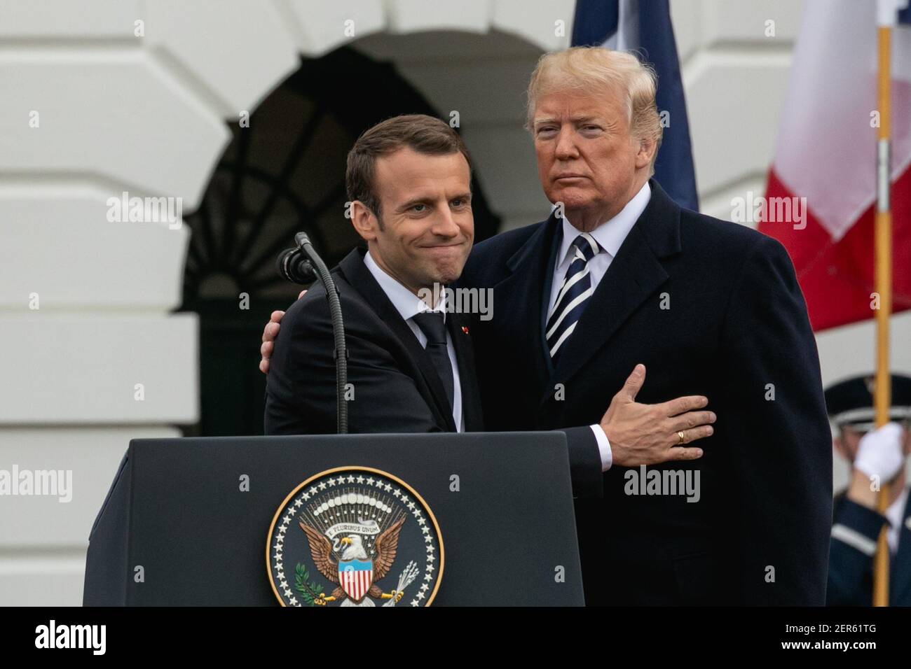 (L-R): French President Emmanuel Macron, and U.S. President Donald ...