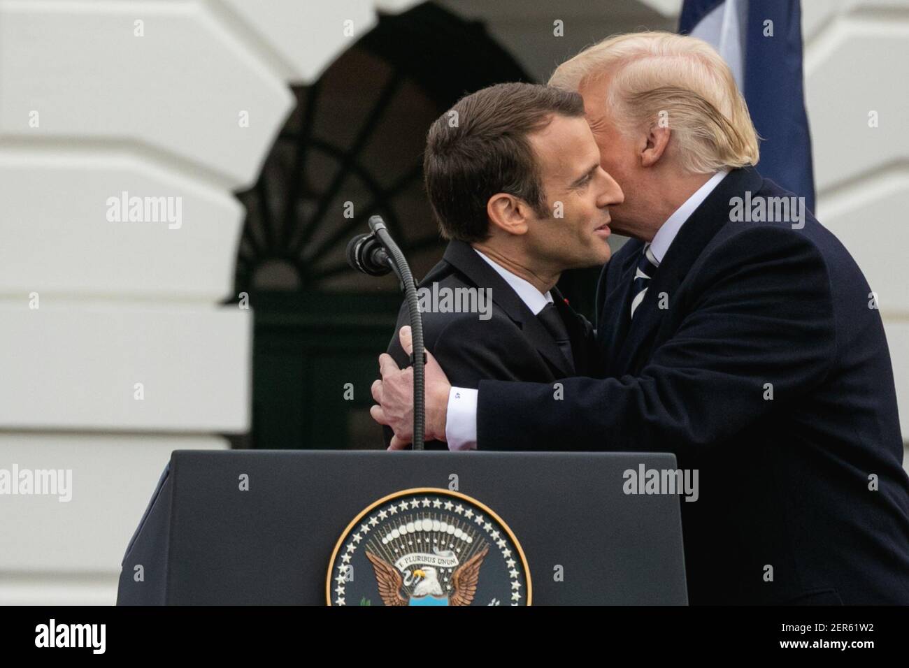 (L-R): French President Emmanuel Macron, and U.S. President Donald ...