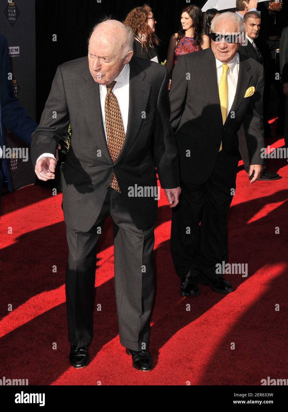 (L-R) Norman Lloyd and Mel Brooks arrives at the 2018 TCM Classic Film ...