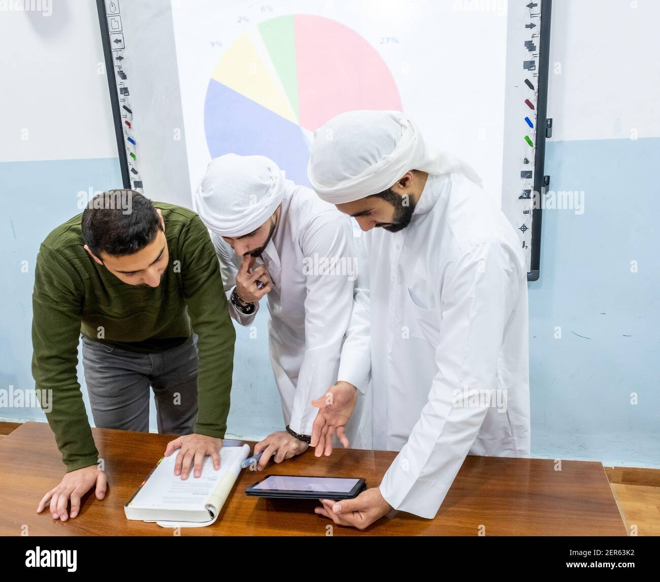 Group of arabic friends preparing presentation togther Stock Photo - Alamy