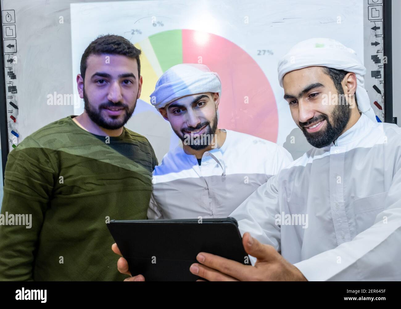 Group of arabic friends preparing presentation togther Stock Photo - Alamy