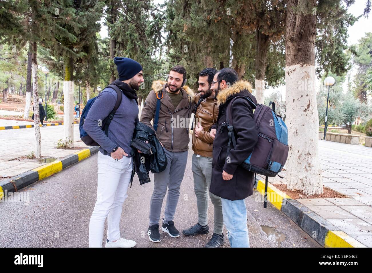 Happy arabic muslim friends enjoying life at university Stock Photo - Alamy