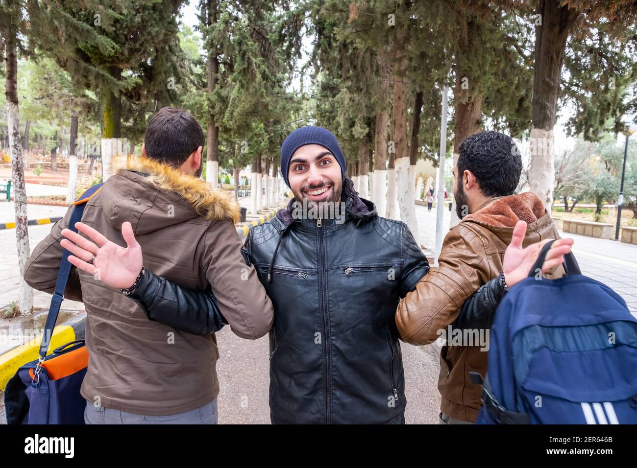 Happy arabic muslim friends enjoying life at university Stock Photo - Alamy
