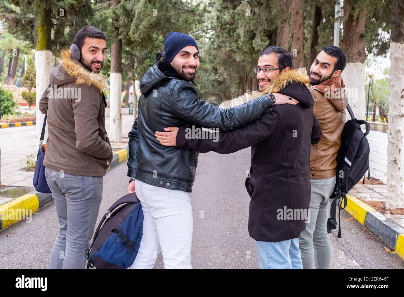 Happy arabic muslim friends enjoying life at university Stock Photo - Alamy