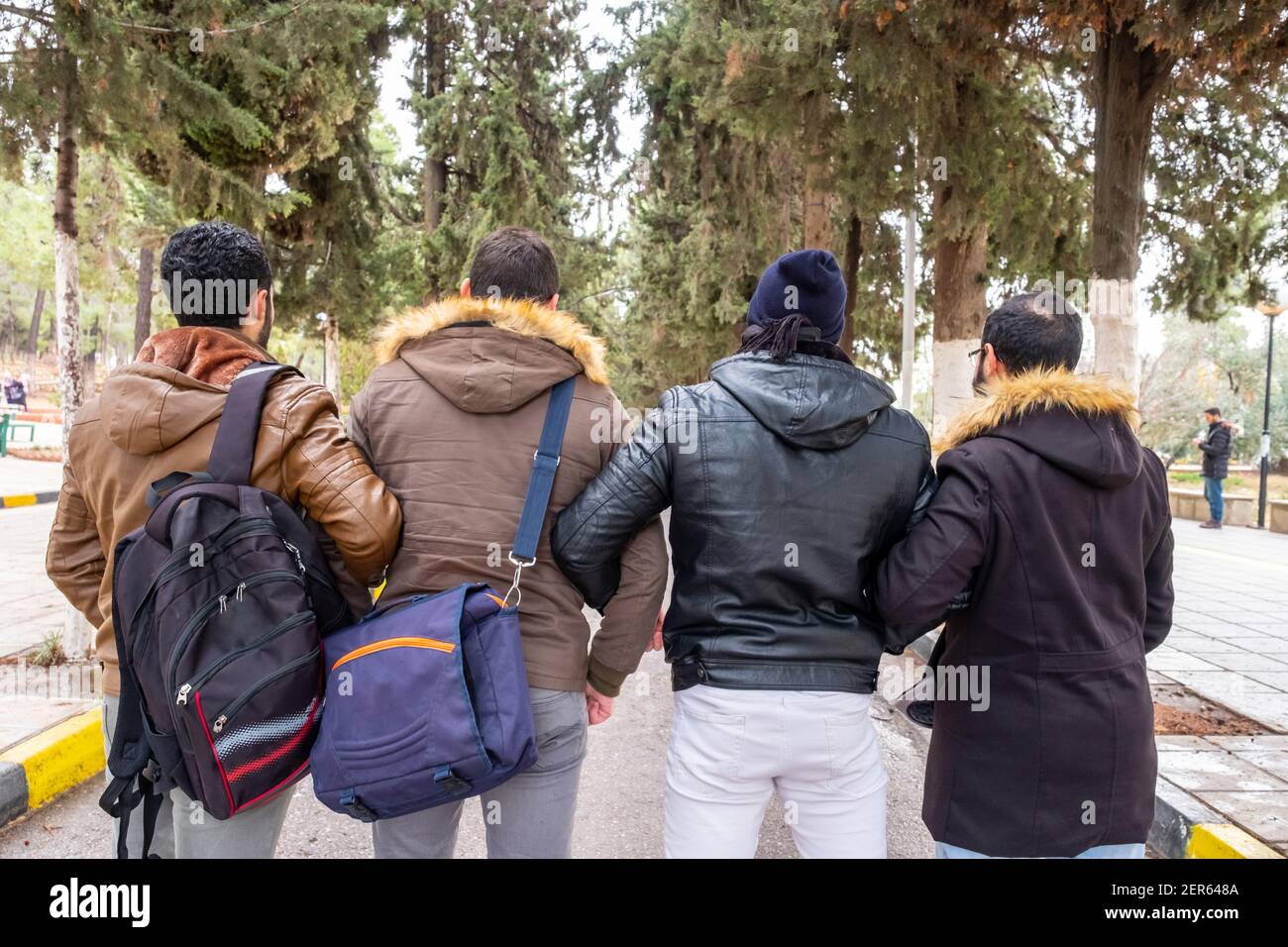 Happy arabic muslim friends enjoying life at university Stock Photo - Alamy