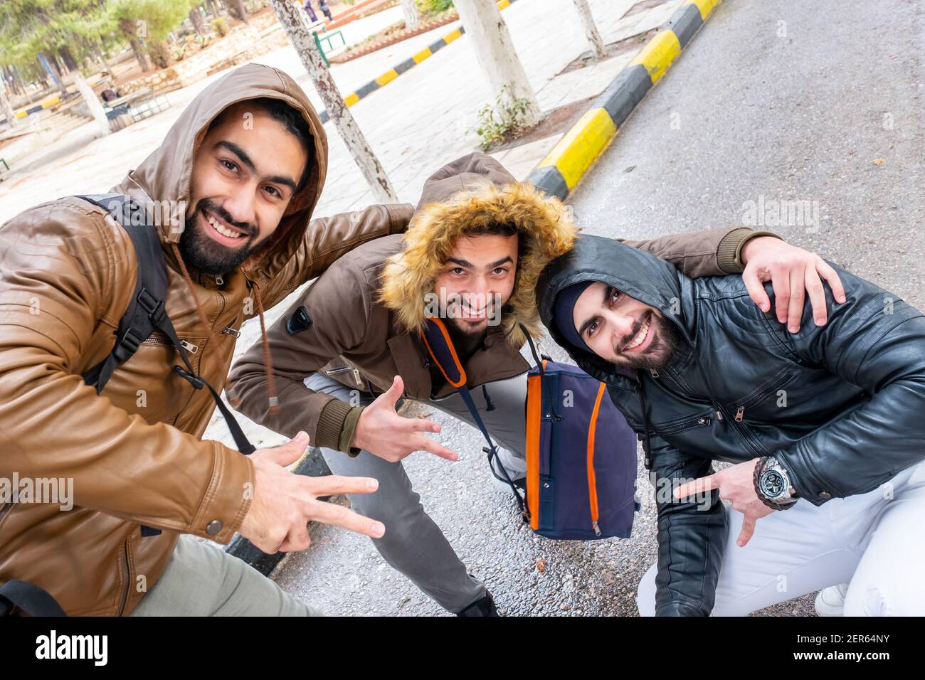 Happy arabic muslim friends enjoying life at university Stock Photo - Alamy