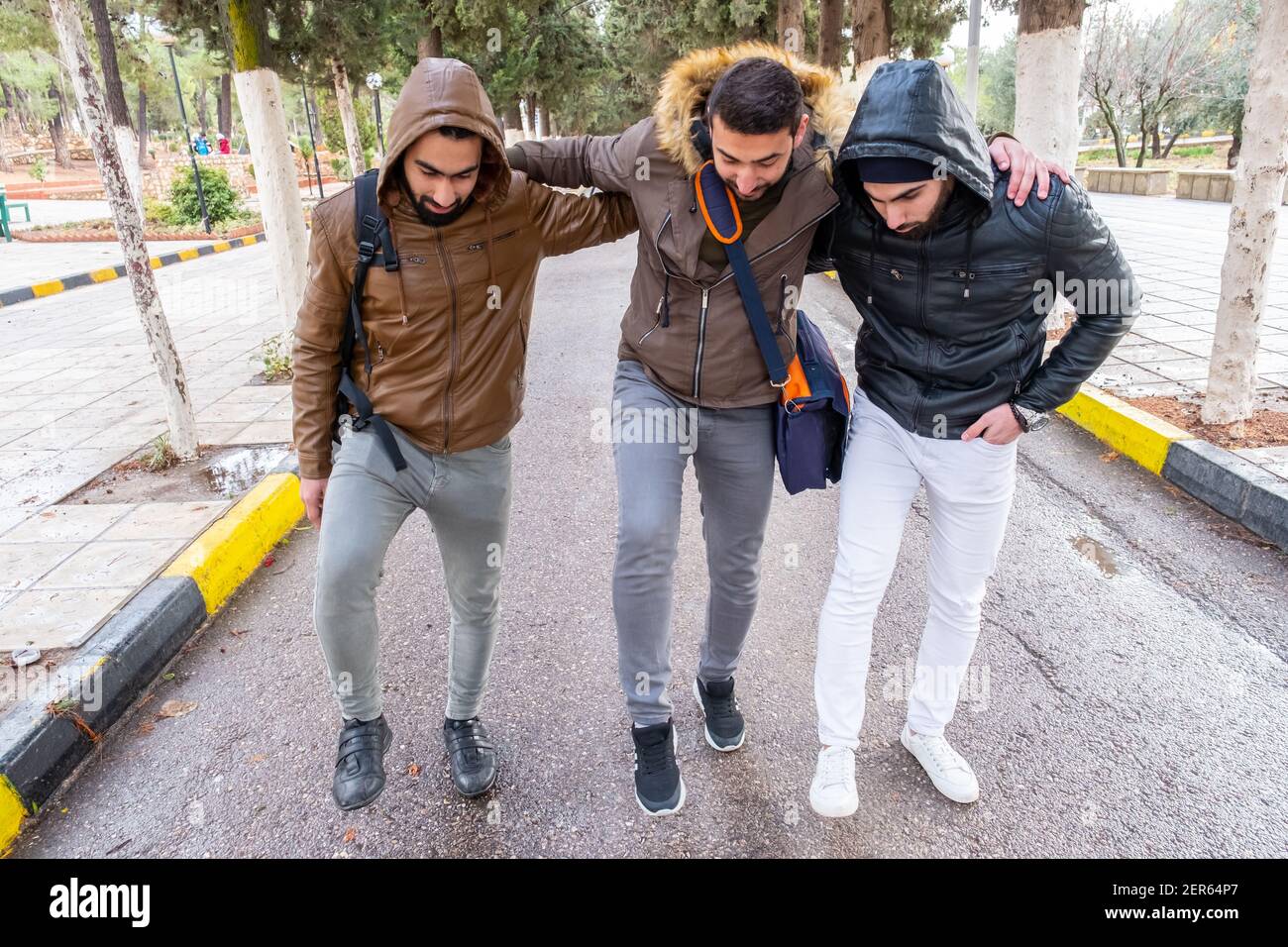 Happy arabic muslim friends enjoying life at university Stock Photo - Alamy