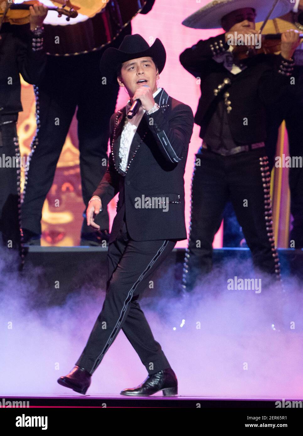 Christian Nodal performing during the Billboard Latin Music Awards 2018 ...