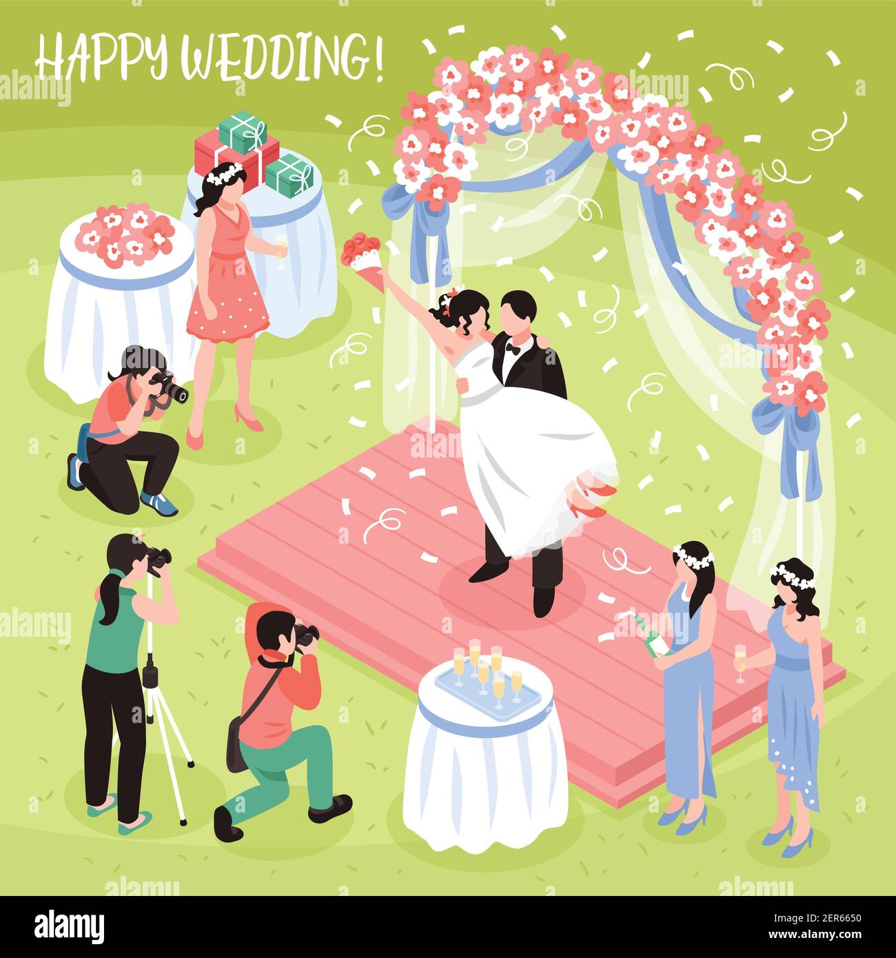 Beautiful wedding photo shoot and three professional photographers 3d ...