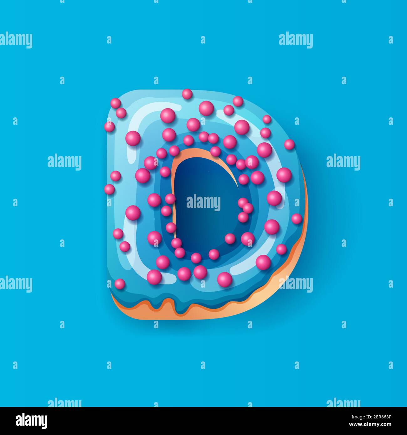 Donut icing blue upper latters - D Font of donuts. Bakery sweet ...
