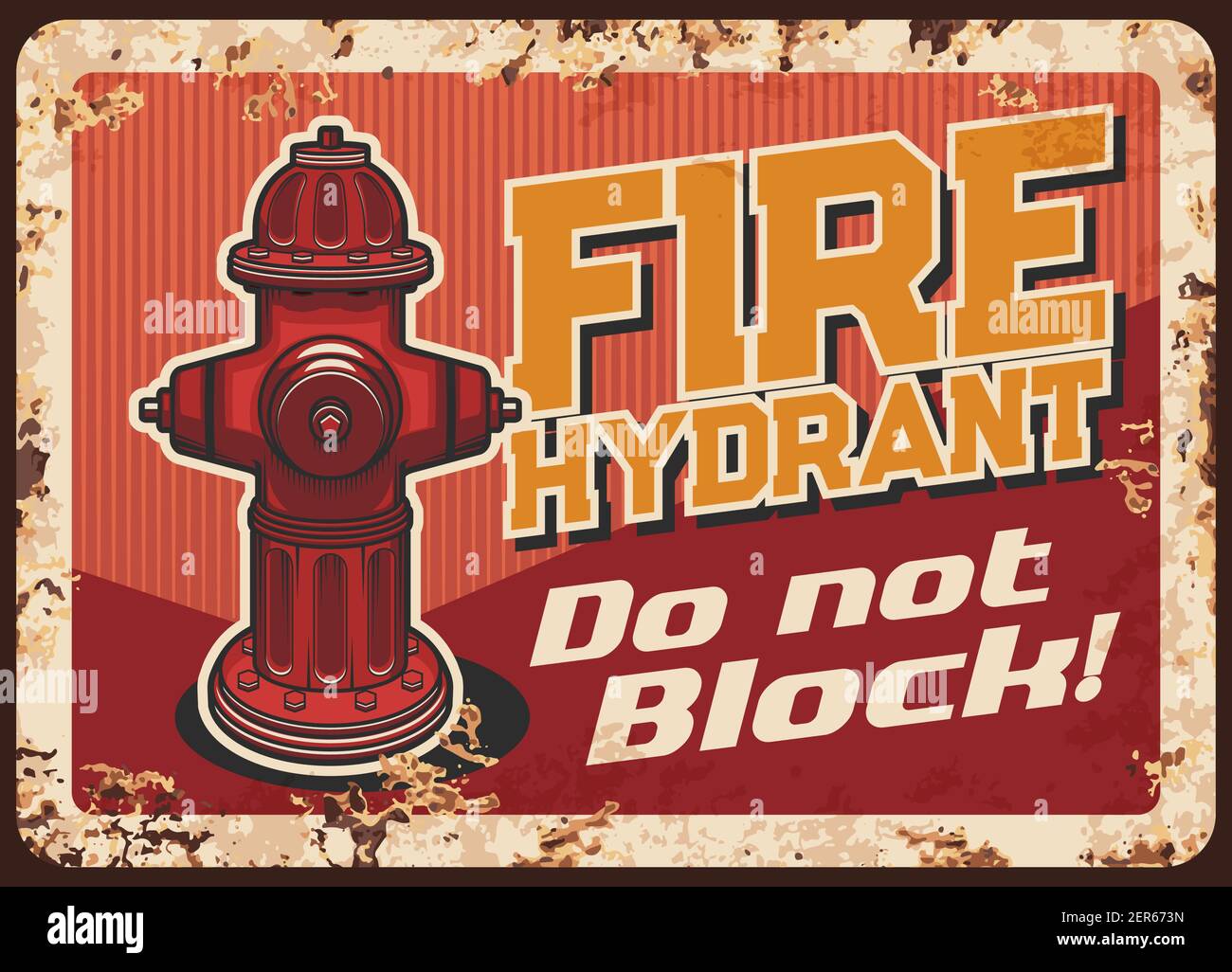 Parking ban near fire hydrant warning rusty metal plate. Street fire ...