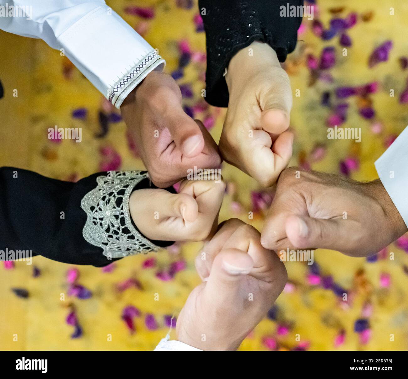 Arabic muslim people hands together forming a symbol Stock Photo - Alamy