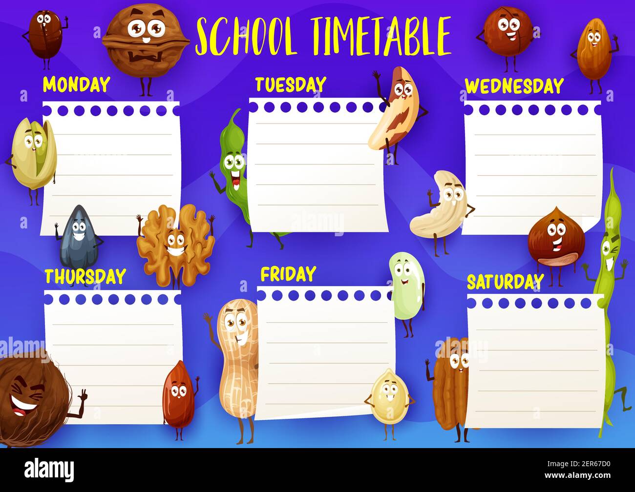 Cartoon School Schedule Comic Template Of A School Schedule For 5 Days