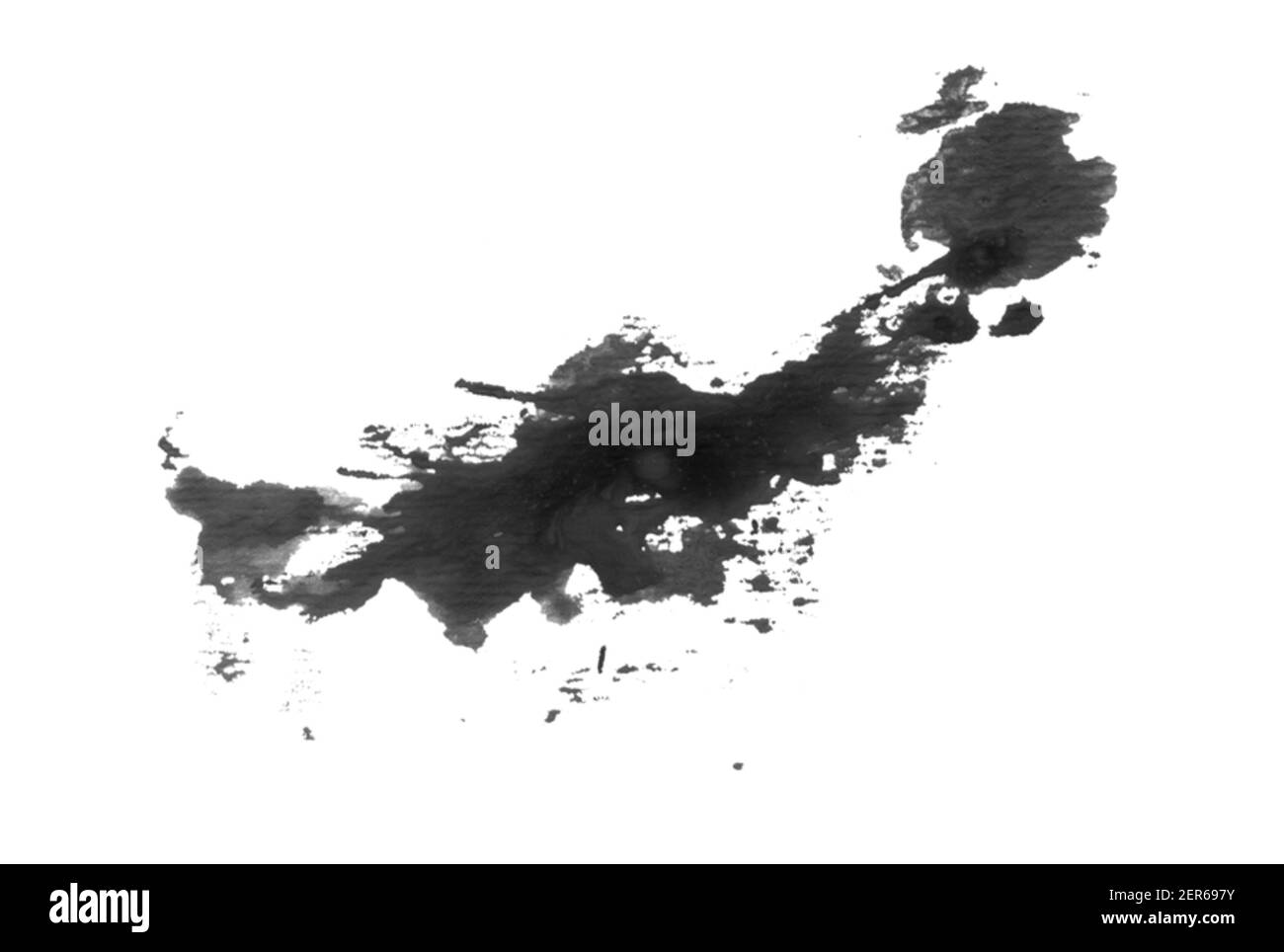 Black ink blot isolated on white backdrop Stock Photo - Alamy