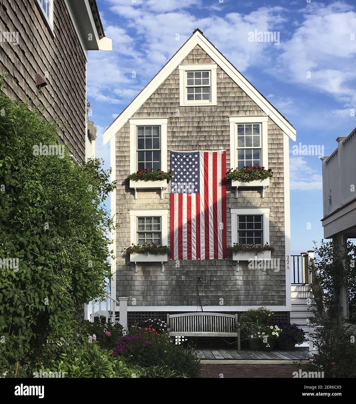On Provincetown's residential roads, American flags drape some homes ...