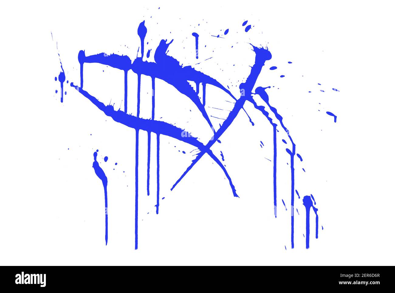 Blue paint stains with drops isolated on white backdrop Stock Photo - Alamy