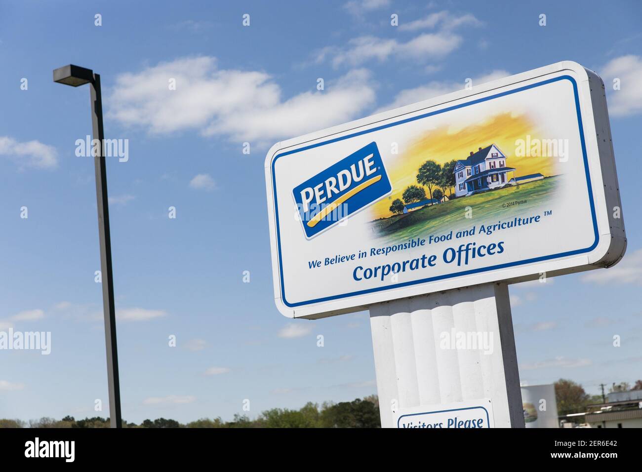 A logo sign outside of the headquarters of Perdue Farms in Salisbury ...
