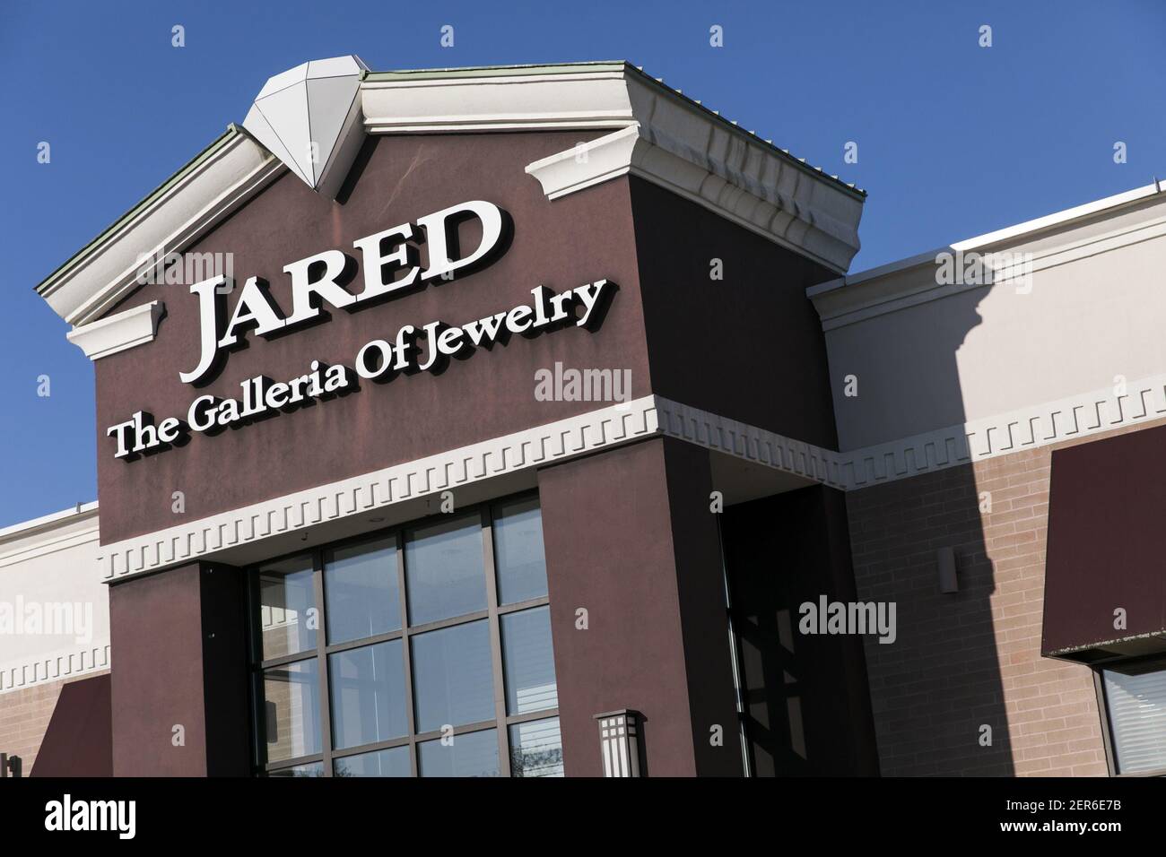 A logo sign outside of a Jared the Galleria of Jewelry retail store ...