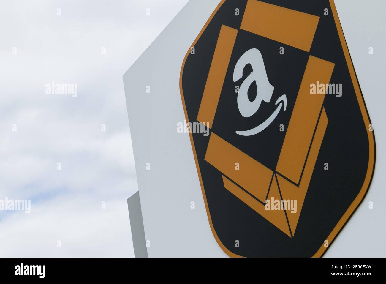 A logo sign outside of a Amazon fulfillment center in Middletown ...