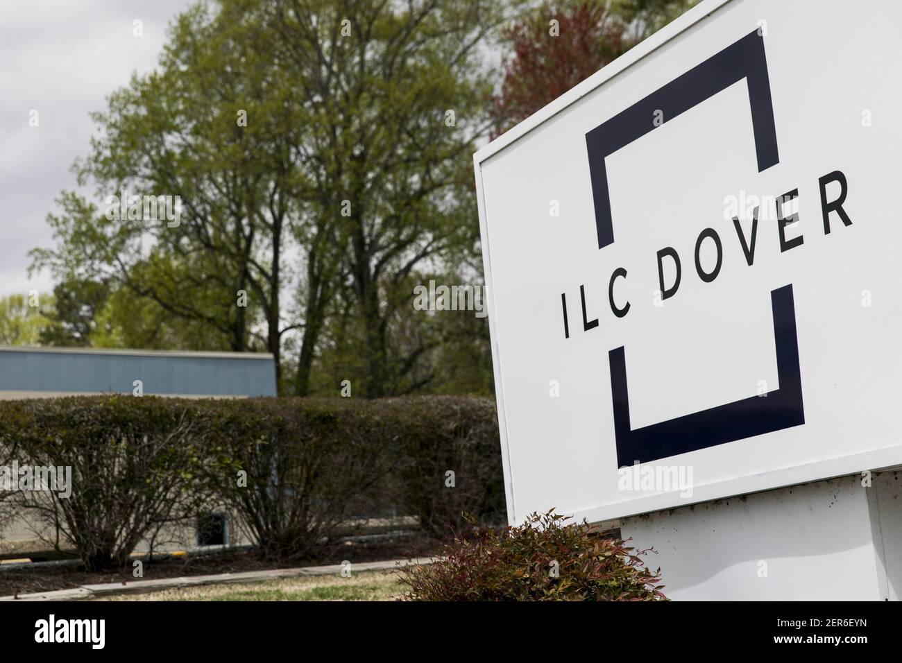 A logo sign outside of the headquarters of ILC Dover in Frederica ...