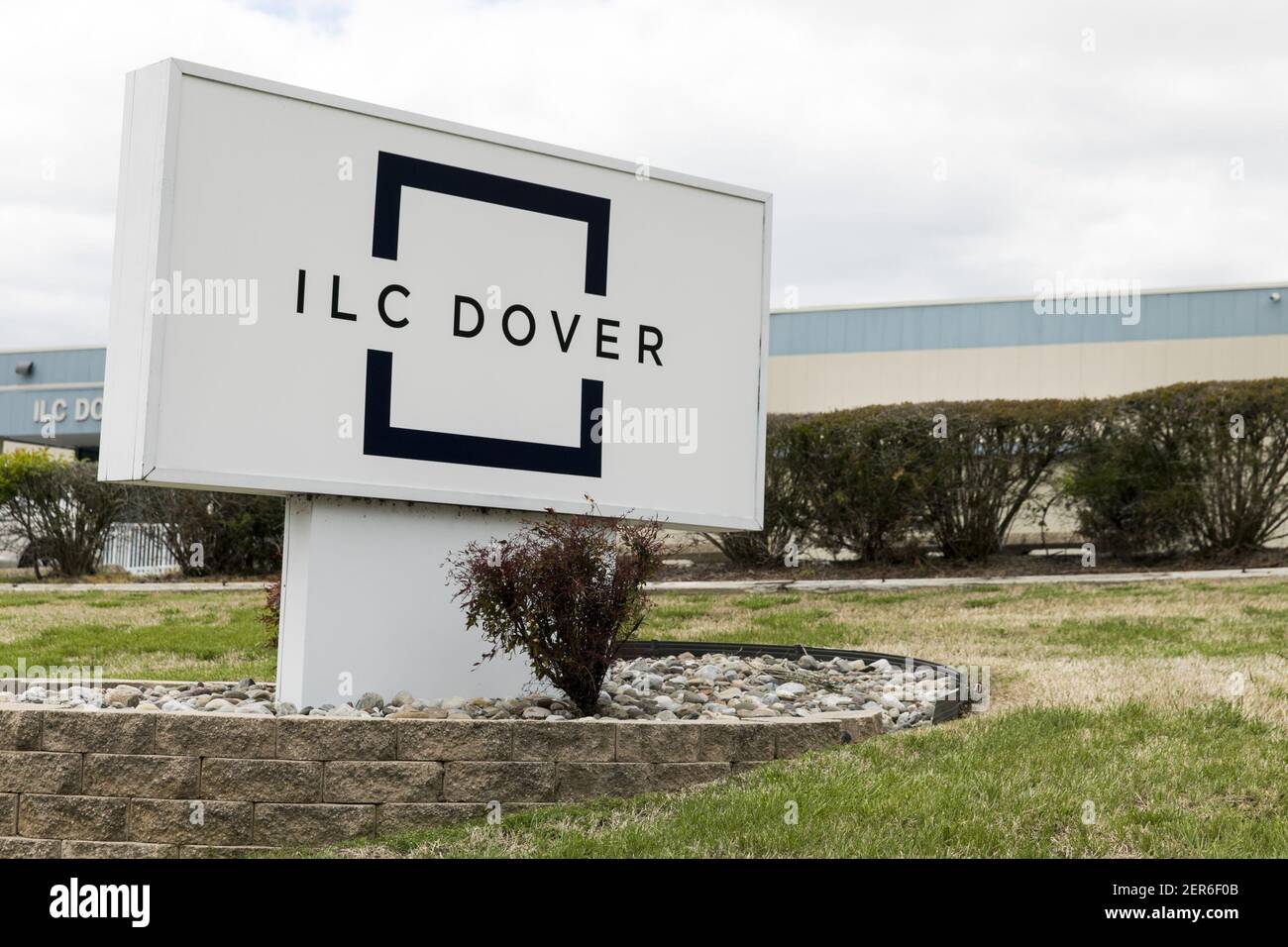 A logo sign outside of the headquarters of ILC Dover in Frederica ...