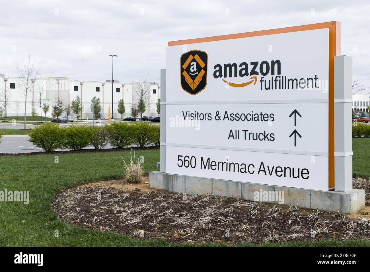 A logo sign outside of a Amazon fulfillment center in Middletown ...