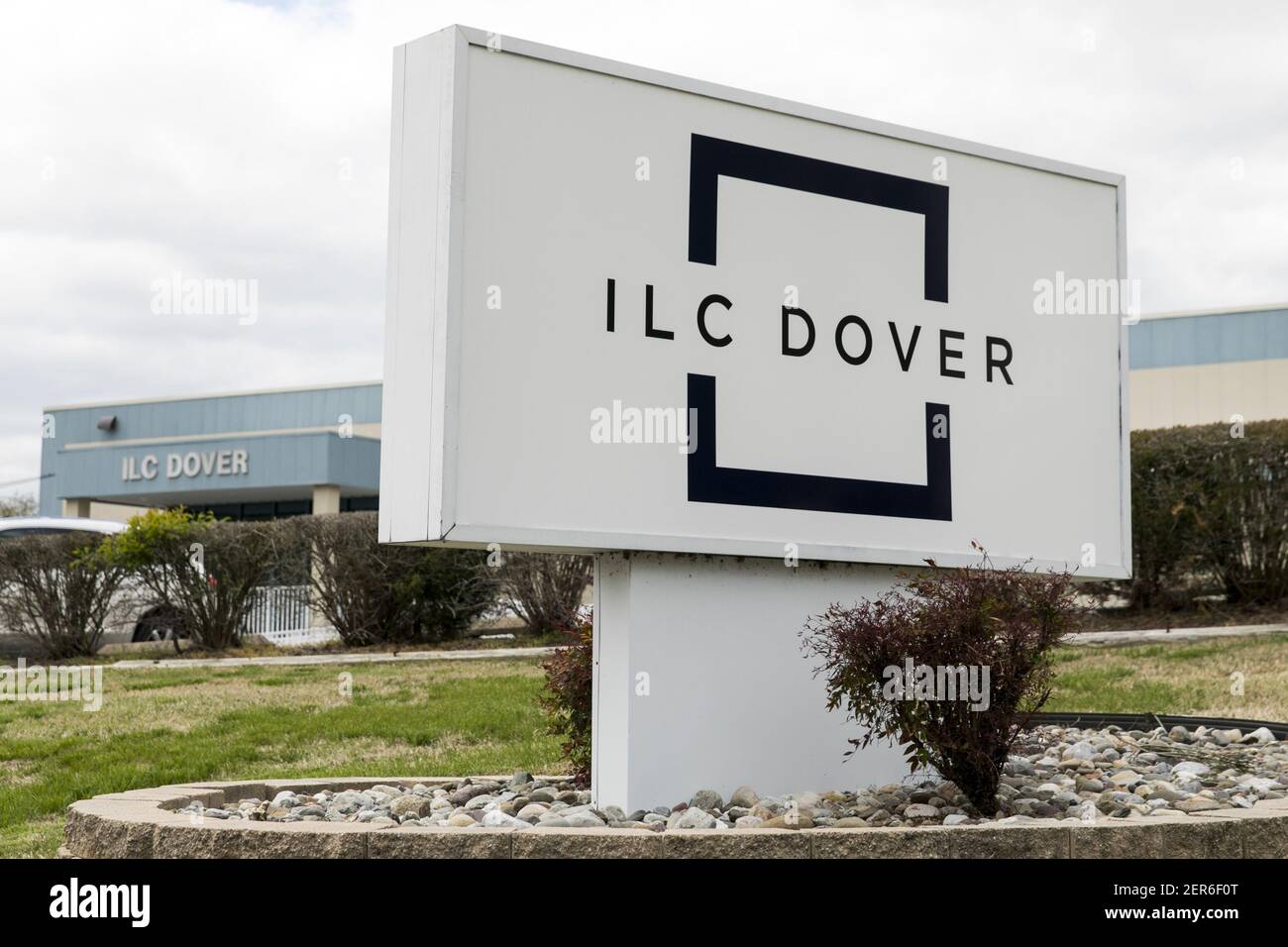 A logo sign outside of the headquarters of ILC Dover in Frederica ...