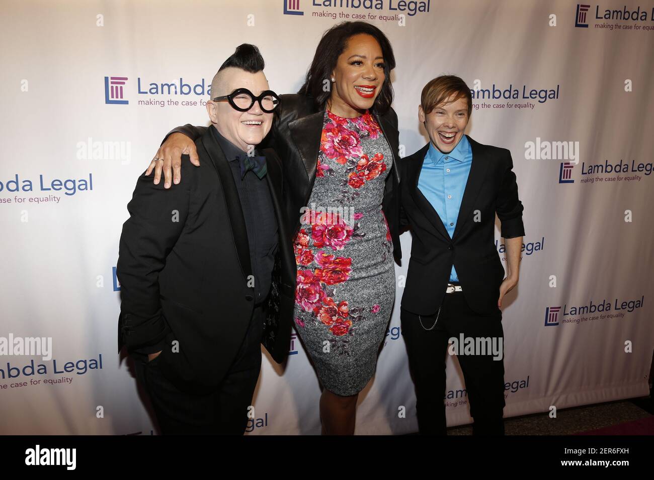 Lea DeLaria, Selenis Leyva and Abigail Savage attends the Lambda ...